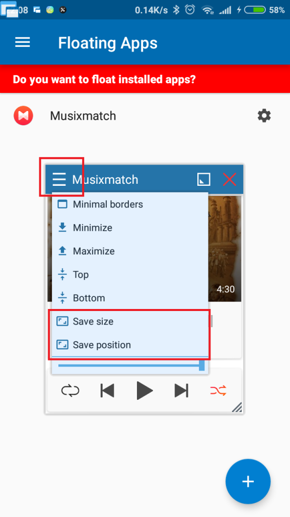 How to use a custom music player with Floating Apps – Floating Apps
