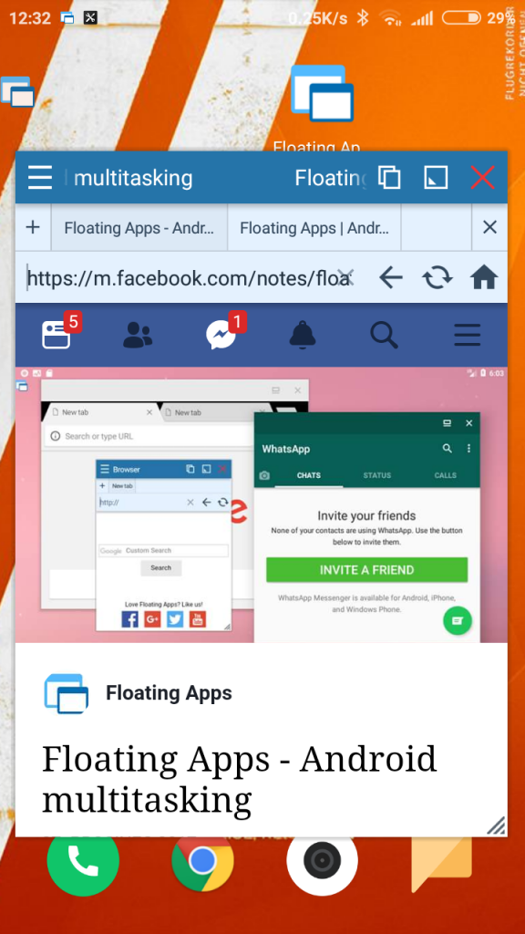 Working with multiple tabs of the floating browser – Floating Apps