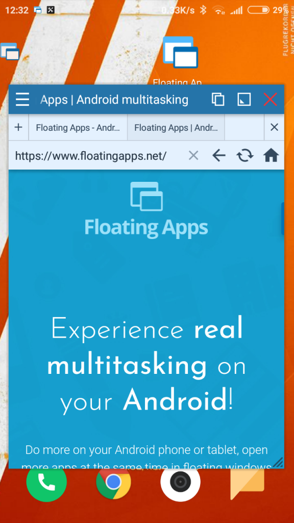 Working with multiple tabs of the floating browser – Floating Apps