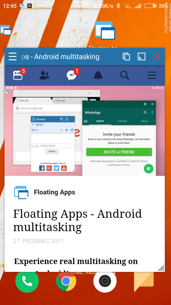 Working with multiple tabs of the floating browser – Floating Apps