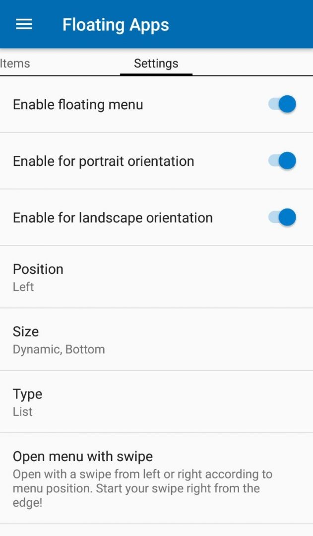 Getting started using Floating Menu – Floating Apps