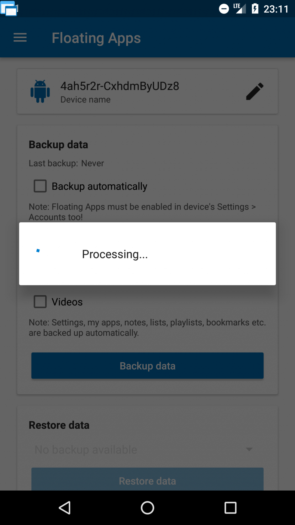 Version 4.8: New backup system with cloud support – Floating Apps